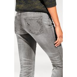 Heine Witt Damen R&ouml;hrenjeans mit Stickerei, grey denim, Gr&ouml;&szlig;e 48