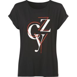 Heine Witt Damen Print-Shirt mit Schriftzug, schwarz-ecru-bedruckt, Gr&ouml;&szlig;e 48