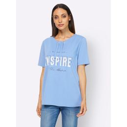Heine Witt Damen Sweatshirt mit kontrastfarbigem Print vorne, himmelblau, Gr&ouml;&szlig;e 46