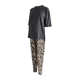 next Umstand Pyjama Damen Gr&ouml;&szlig;e M hellbeige / braun / dunkelgrau / schwarz Winterkleid