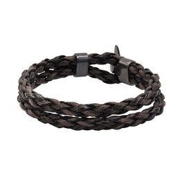 Steuer Damen Armband "Kunstleder braun geflochten", 21,0cm, Metall, braun, Metall, Armb&auml;nder