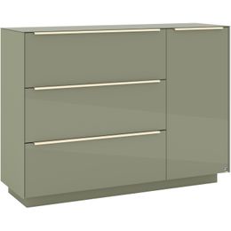Sideboard, B:137cm H:102cm T:42cmolivgr&uuml;n matt lack, glas olivgr&uuml;n glanz, SET ONE BY Musterring, Glas, Holzwerkstoff, Wohnzimmer, Sideboards, "Reno",