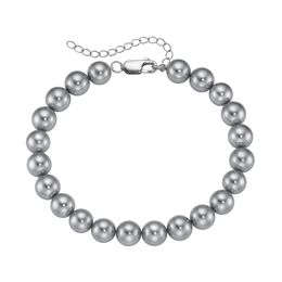 Smart Jewel Herren Armband "mit Muschel-Perlen, Silber 925", 23cm, Silber 925 (Sterlingsilber), grau, Silber 925 (Sterlingsilber), Armb&auml;nder