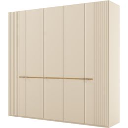 Musterring Kleiderschrank "Isabelle", Champagner-Dekor, B/H/T: 246,3cm x 236cm x 58cm, T&uuml;ren: 5 Stk. Lamellen im Korpus-Farbton, beige,