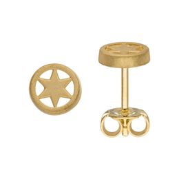 Jobo Damen Paar Ohrstecker "Stern", 6mm, Gelbgold 375, gelb, Gelbgold 375, Ohrringe, 375 Gold 6 mm