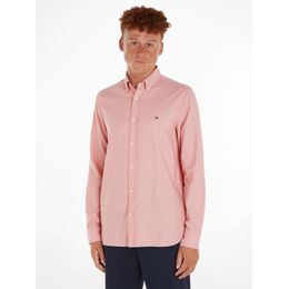 Tommy Hilfiger Herren Langarmhemd "FLEX DOBBY Slim Fit SHIRT", rosa, Gr. XXXL, Web, Obermaterial: 100% Baumwolle, Hemden, mit Knopfleiste