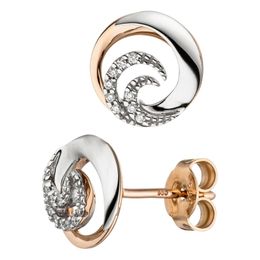 Jobo Damen Paar Ohrstecker, 10mm, SI = kleine Einschl&uuml;sse, Diamanten Ros&eacute;gold 585 Wei&szlig;gold 585, rosa, Diamanten, Ros&eacute;gold 585, Wei&szlig;gold 585,