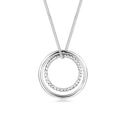 Elli Damen Kette mit Anh&auml;nger "Kreis 925 Sterling Silber Bicolor", 80, ohne Stein, Silber 925 (Sterlingsilber), L: 80, silber, Silber 925