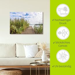 Wandbild Artland, B:120cm H:80cmfarbe bild(er): gr&uuml;n, Leinwand, Wohnzimmer, Bilder, "Steg am Krakower See in der Stadt Krakau", als Alubild,
