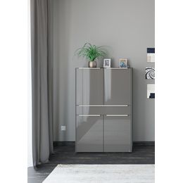 Highboard, B:92cm H:140cm T:42cmanthrazit matt lack, glas anthrazit glanz, SET ONE BY Musterring, Glas, Holzwerkstoff, Wohnzimmer, Sideboards,