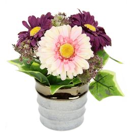 Kunstblume I.GE.A., B:22cm H:26cm L:22cm, rot, Polyester, Kunstpflanzen, "Arrangement aus Gerbera im Topf aus Keramik", Tischgestecke