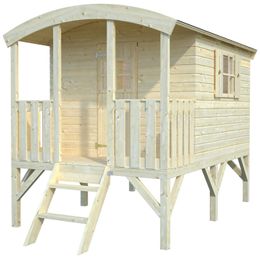 Palmako Kinder Spielhaus "Huck 3,3 m&sup2;", beige, Holzwerkstoff, B:198cm H:225cm T:331cm, Spielh&auml;user, mit Terrasse