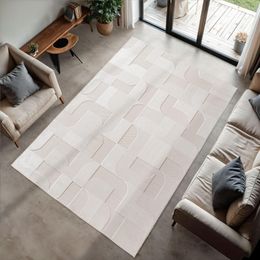 Teppich, B:140cm H:4mm L:200cm, beige, Ayyildiz Teppiche, Polypropylen, Wohnzimmer, Teppiche, "DOHA 1651", 3D Hoch-Tief-Effekt, leichter Kurzflor,