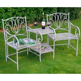 Sitzgruppe AMBIENTE HAUS, B:160cm H:90cm T:52cm, grau, Metall, Garten, Sitzm&ouml;bel-Sets, St&uuml;hle mit Tisch Outdoor geeignet