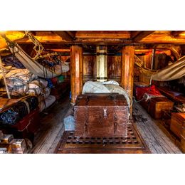 papermoon Fototapete "Piratenschiff von innen", B/L: 5m x 2,8m, Bahnen: 10 Stk., bunt, Schlafzimmer, Tapeten