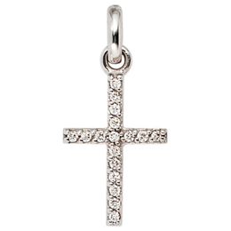 Jobo Damen Kreuzanh&auml;nger "Anh&auml;nger Kreuz", SI = kleine Einschl&uuml;sse, Diamanten Wei&szlig;gold 585, wei&szlig;, Diamanten, Wei&szlig;gold 585, Schmuckanh&auml;nger, 585