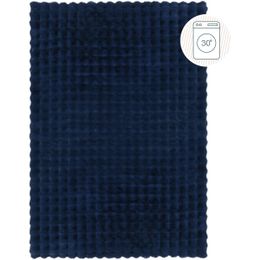 Hochflor-Teppich FLAIR RUGS, B:80cm H:35mm L:150cm, blau, Kunstfaser, Teppiche, "Waffle Faux Fur", Waffelmuster, waschbarer Kunstpelzteppich