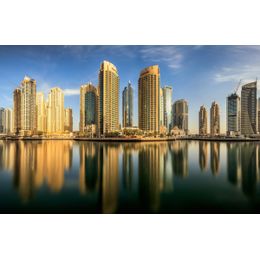 papermoon Fototapete "Photo-Art MOHAMMED SHAMAA, PANORAMA-DUBAI-MARINA", B/L: 4,5m x 2,8m, Bahnen: 9 Stk., bunt, Schlafzimmer, Tapeten