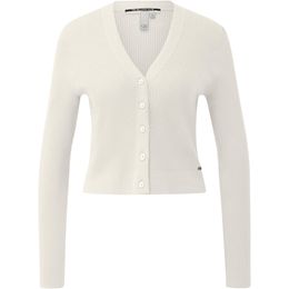 QS Damen Strickjacke, wei&szlig;, Gr. XL, unifarben, Strick, Obermaterial: 70% Viskose, 30% Polyamid, Strickjacken, mit V-Ausschnitt