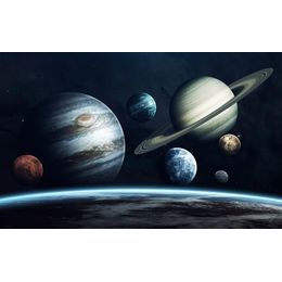 papermoon Fototapete "Planeten", B/L: 4,5m x 2,8m, Bahnen: 9 Stk., bunt, Schlafzimmer, Tapeten