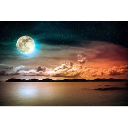 papermoon Fototapete "Meer bei Nacht", B/L: 4,5m x 2,8m, Bahnen: 9 Stk., bunt, Schlafzimmer, Tapeten