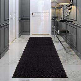 Teppich Carpet City, B:80cm H:12mm L:150cm, schwarz, Polypropylen, Wohnzimmer, Teppiche, "Frise&eacute;-Teppich FANCY805", L&auml;ufer, Kurzflor, Einfarbig,