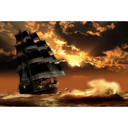 papermoon Fototapete "Schiff", B/L: 5m x 2,8m, Bahnen: 10 Stk., bunt, Schlafzimmer, Tapeten