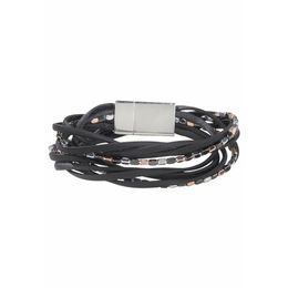 Firetti Damen Wickelarmband "mehrreihig, mit Elementen aus Metall", 38cm, Materialmix Polyurethan, rosa, Materialmix, Polyurethan, Armb&auml;nder
