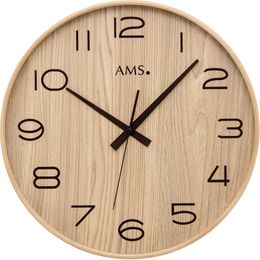 AMS Funkwanduhr "F5522", B/H/L: 5cm, braun, Wanduhren, Quarzuhr,Holz,Glas,Wohnzimmer,Esszimmer,K&uuml;che,Arbeitszimmer,B&uuml;ro,Flur