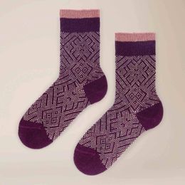 Kunert Damen Socken "Socke Soft Allover", Gr. 35, lila, Obermaterial: 41% Baumwolle CO. 40% Polyamid PA. 9% Alpaka WP. 7% Viskose CV. 2% Elasthan
