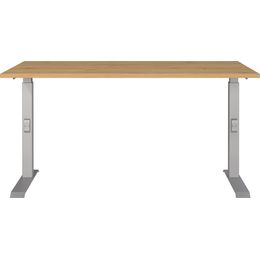 Schreibtisch Germania, B:140cm H:91cm T:80cm, silber, B&uuml;ro, Tische, "Downey", h&ouml;henverstellbar von 68-91 cm, verf&uuml;gbar in verschiedenen Breiten