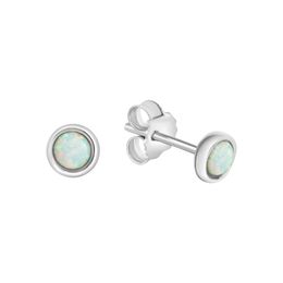 Vivance Damen Paar Ohrstecker "925/- Sterling Silber rhodiniert synth. Opal", one-size, Silber 925 (Sterlingsilber), wei&szlig;, Silber 925