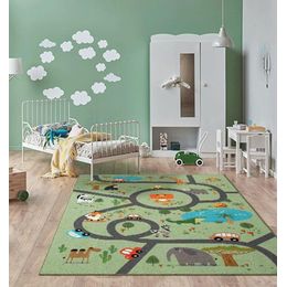 Teppich the carpet, B:240cm H:4mm L:340cm, gr&uuml;n, Polyester, Ankleidezimmer, Teppiche, "Happy Life", Life Kinderzimmer Teppich Spielteppich