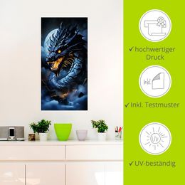 Wandbild Artland, B:50cm H:100cmfarbe bild(er): blau, Vinyl, Wohnzimmer, Bilder, "Die Wut des Drachen XVII", als Alubild, Leinwandbild, Poster,