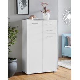 Kombikommode Priess, B:82cm H:135cm T:38cm, wei&szlig;, Holzwerkstoff, Schlafzimmer, Sideboards