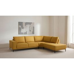 Ecksofa OTTO HOME, B:287cm H:85cm T:239cm, gelb, 100% Polyester, Wohnzimmer, Sofas, "Casina", mit abgerundeter Ottomane, in einem weichen