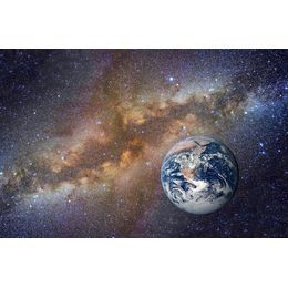 papermoon Fototapete "Universum mit Erde", B/L: 4m x 2,6m, Bahnen: 8 Stk., bunt, Schlafzimmer, Tapeten