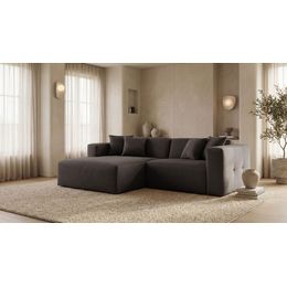 Ecksofa OTTO HOME, B:222cm H:73cm T:154cm, grau, 100% Polyester, Wohnzimmer, Sofas, "Kelani", mit dekorativer Knopfsteppung an den Armlehnen