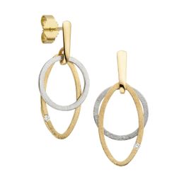 Jobo Damen Paar Ohrh&auml;nger "Ohrringe mit 2 Diamanten", SI = kleine Einschl&uuml;sse, Diamanten Gelbgold 585 Wei&szlig;gold 585, gelb, Diamanten, Gelbgold 585,