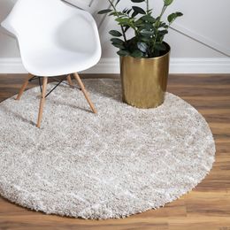 Hochflor-Teppich, B:152cm H:51mm L:152cm &Oslash;:152cm, braun, MyFlair M&Ouml;BEL & ACCESSOIRES, Polypropylen (PP), Teppiche, "Temara Shag, LAGERR&Auml;UMUNG",