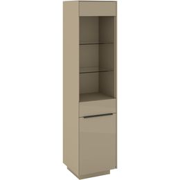 Standvitrine, B:48cm H:193cm T:42cmtaupe matt lack, glas taupe glanz, SET ONE BY Musterring, Glas, Holzwerkstoff, Schr&auml;nke, "Reno", Mit Sockel in