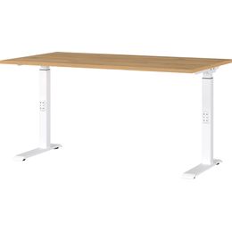 Schreibtisch Germania, B:140cm H:91cm T:80cm, braun, B&uuml;ro, Tische, "Downey", h&ouml;henverstellbar von 68-91 cm, verf&uuml;gbar in verschiedenen Breiten
