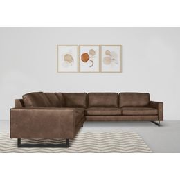 Ecksofa Home Affaire, B:290cm H:85cm T:250cm, braun, Luxus-Microfaser in Lederoptik(100% Polyester);Cord (92% Polyester, 8% Polyamide), Wohnzimmer,