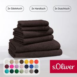 Handtuch Set s.Oliver, braun, Walkfrottier, Obermaterial: 100% Baumwolle, Handtuch-Sets, "s.Oliver, Premium Qualit&auml;t, 600 gr/m&sup2;", 2 G&auml;stet&uuml;cher