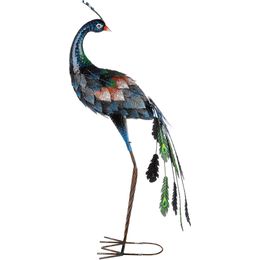 Tierfigur Gilde, B:55cm H:78cm T:35cm, bunt, Metall, Dekofiguren, "Pfau"