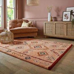 Wollteppich FLAIR RUGS, B:120cm H:25mm L:170cm, rosa, Wolle, Wohnzimmer, Teppiche, "Sahara Shaggy", Sahara Shaggy Teppich aus Berberwolle