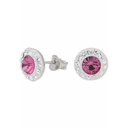 Firetti Damen Paar Ohrstecker "Schmuck Geschenk Silber 925 Ohrschmuck pink & wei&szlig;", 9mm, Silber 925 (Sterlingsilber), bunt, Silber 925