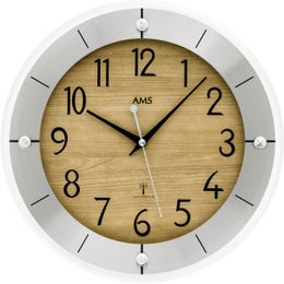 AMS Funkwanduhr, &Oslash; 31cm, silber, Wanduhren, Quarzuhr, Wanduhr, Made in Germany, Wohnzimmer, K&uuml;che, Arbeitszimmer
