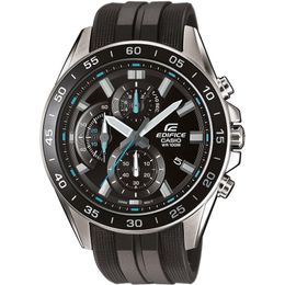 CASIO EDIFICE Herren Chronograph, schwarz, Armbanduhren, Quarzuhr, Armbanduhr, Herrenuhr, bis 10 bar wasserdicht, Resinarmband