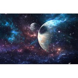 papermoon Fototapete "Universum mit Planeten", B/L: 5m x 2,8m, Bahnen: 10 Stk., bunt, Schlafzimmer, Tapeten